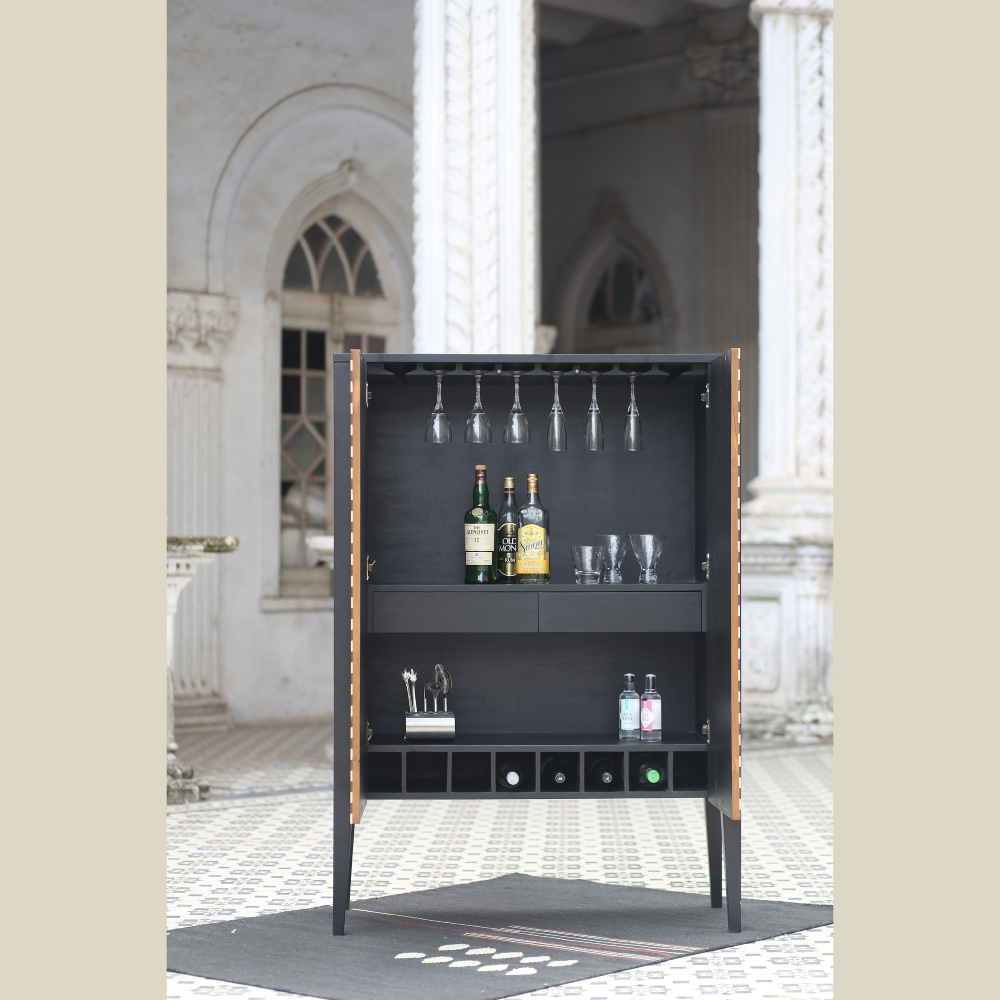Black Bar Cabinet Traditional Craftsmanship and Storage