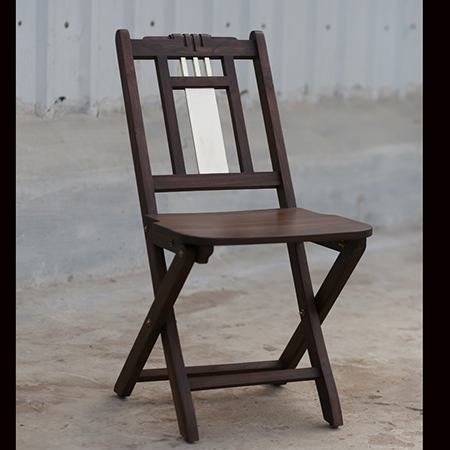 Metro Wooden Folding Chair with Brass Plate & Tel Pani Finish